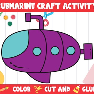 Submarine Craft Activity - Color, Cut, and Glue for Prek to 2nd Grade ...