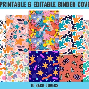 Abstract Binder Cover, 10 Printable & Editable Coversspines, Binder ...