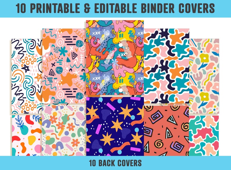 Abstract Binder Cover 10 Printable & Editable Coversspines - Etsy