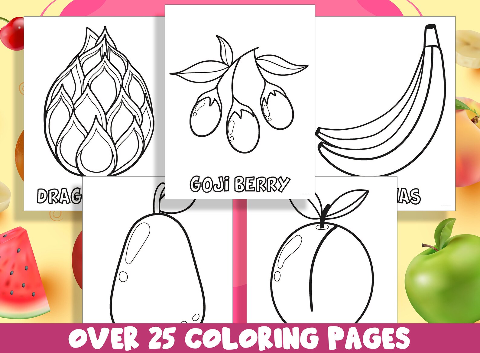 Fruit Coloring Pages, 25 Printable Fruit Coloring Pages for Preschool ...