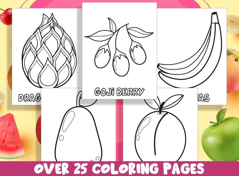 Fruit Coloring Pages, 25 Printable Fruit Coloring Pages for Preschool ...