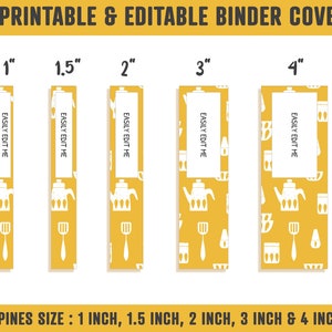 Cooking Binder Cover, 10 Printable/editable Covers+spines, Binder ...