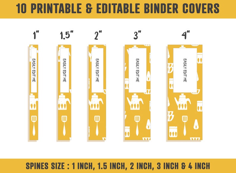 Cooking Binder Cover 10 Printable/editable Coversspines - Etsy
