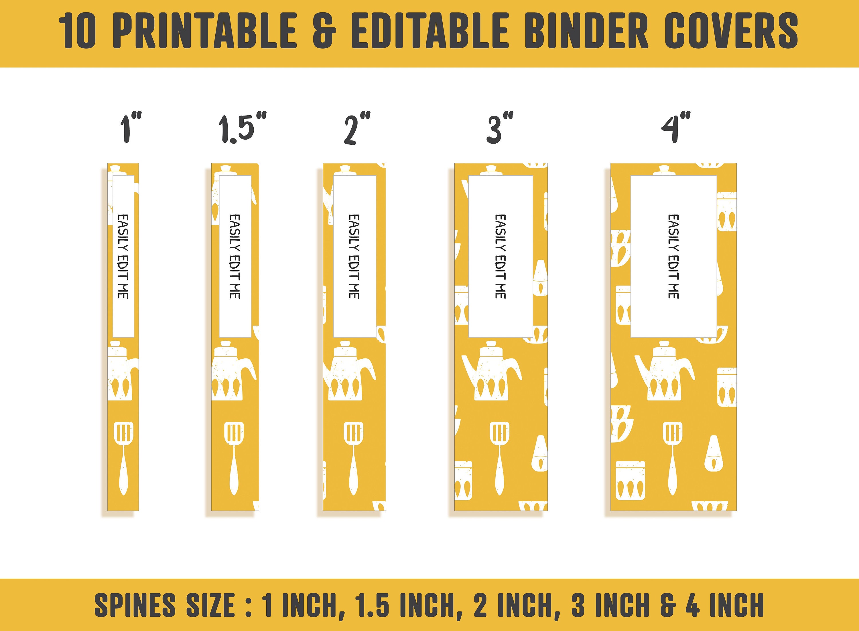 Cooking Binder Cover 10 Printable/editable Coversspines - Etsy