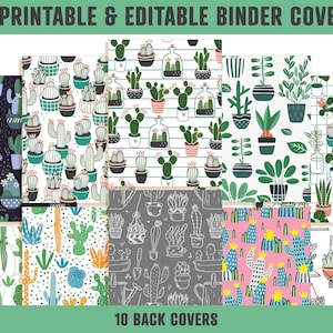 Cactus Binder Cover, 10 Printable/editable Covers+spines, Binder Insert ...
