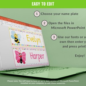 Student Desk Plates, 30 Printable/editable Cute Insects Classroom Name ...