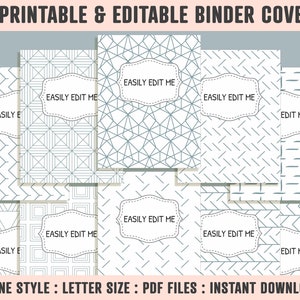 Geometric Patterns Binder Cover, 10 Printable & Editable Binder Covers ...