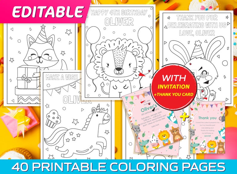 Birthday Coloring Pages: 40 Printable and Editable Sheets With ...