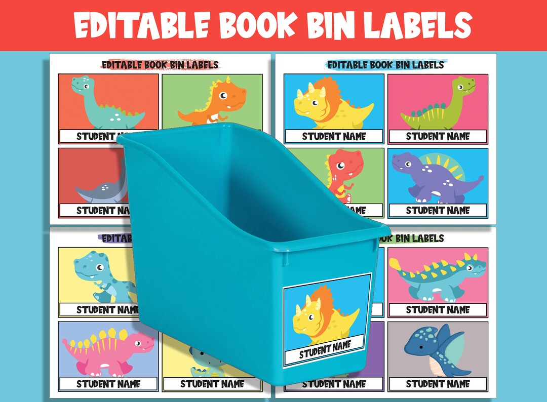 Editable Dinosaur Book Bin Labels: 16 Customizable Designs for Perfect ...