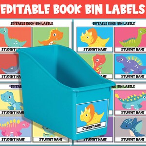 Editable Dinosaur Book Bin Labels: 16 Customizable Designs for Perfect ...