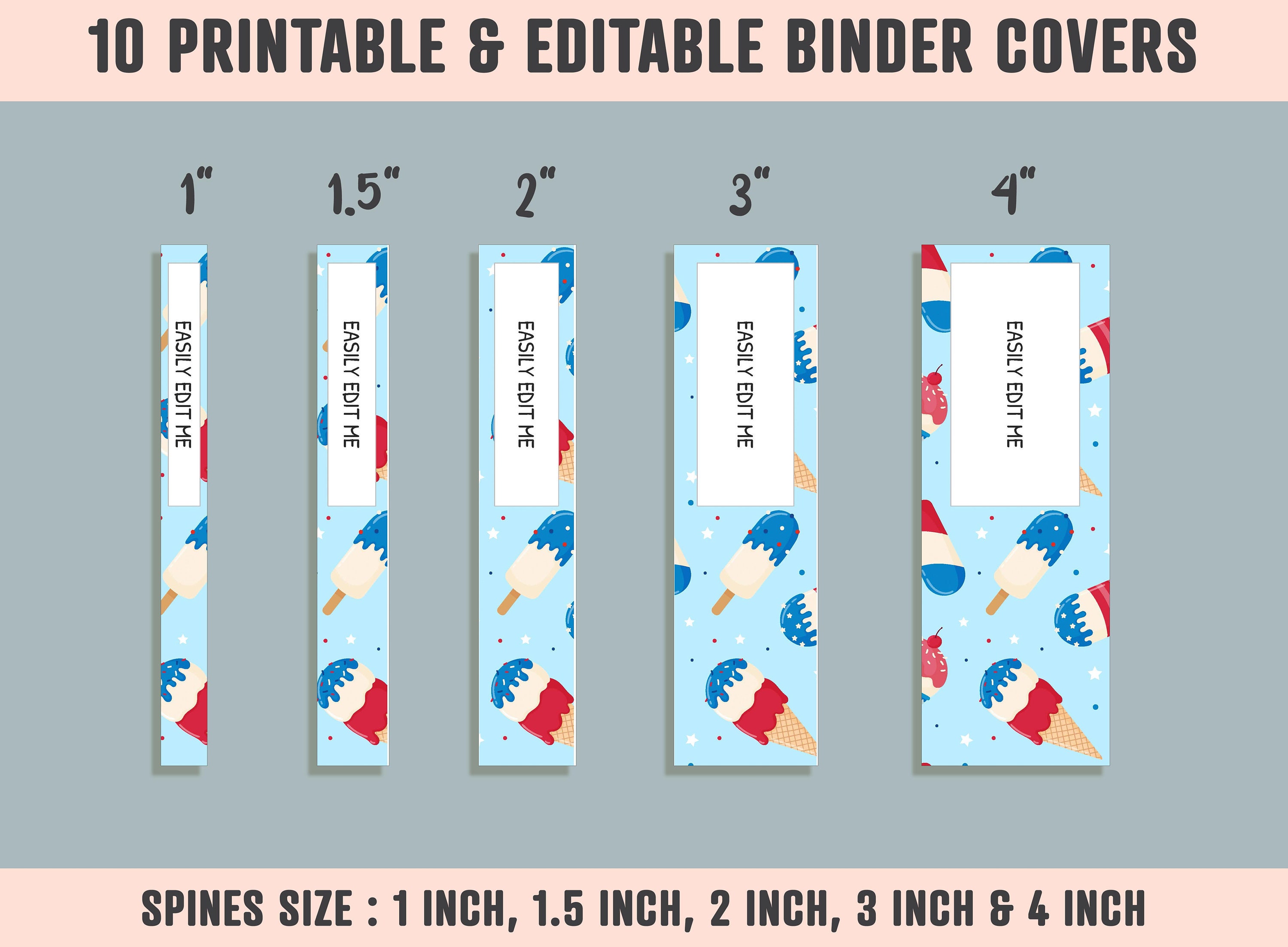 Summer Pattern Binder Cover, 10 Printable/editable Binder Covers ...