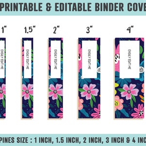 Binder Cover and Spine, 10 Printable/editable Covers + Spines Binder ...