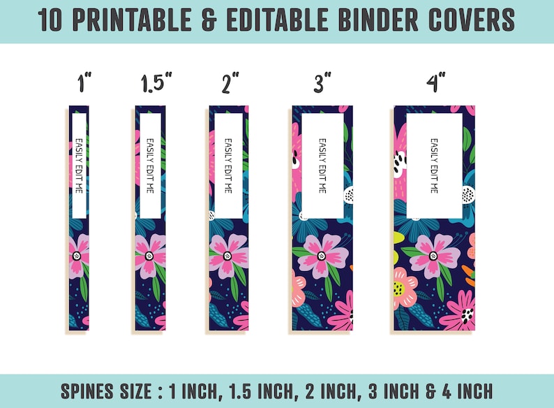 Binder Cover and Spine 10 Printable/editable Covers Spines - Etsy
