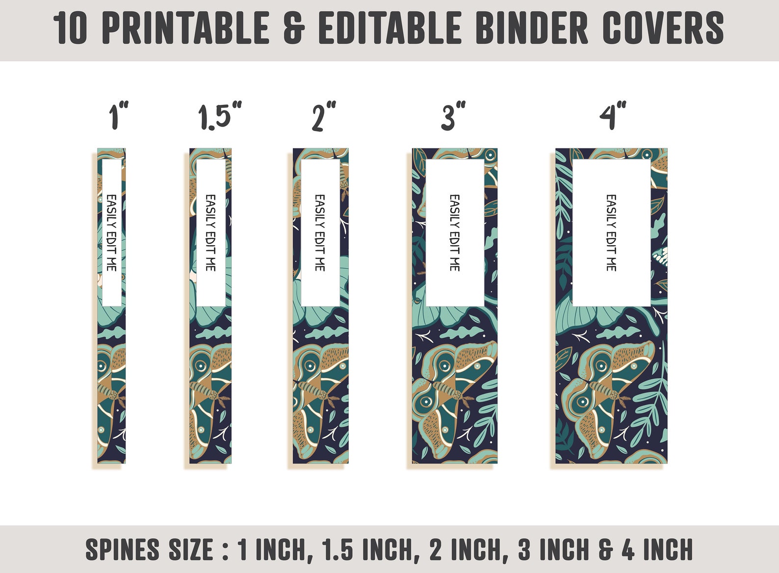 Butterfly Binder Cover 10 Printable Editable Coversspines - Etsy