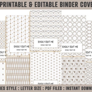 Binder Cover Page, 10 Printable & Editable Binder Covers+spines, Binder ...
