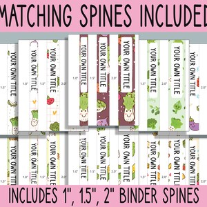 10 Editable Vegetable Binder Covers, Includes 1, 1.5, 2" Spines ...