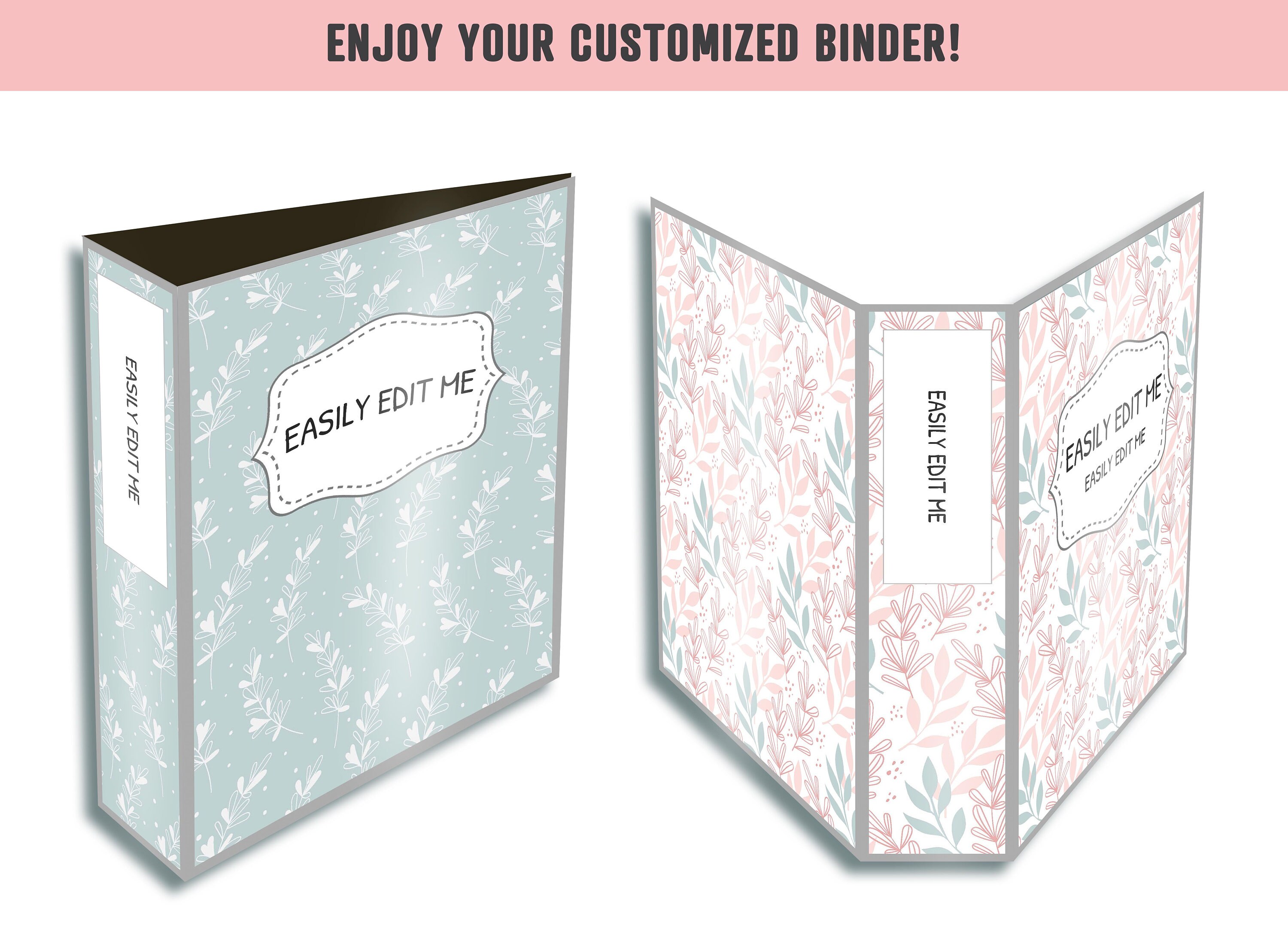 Binder Cover Set, 10 Editable Coversspines, Printable, Binder Cover ...