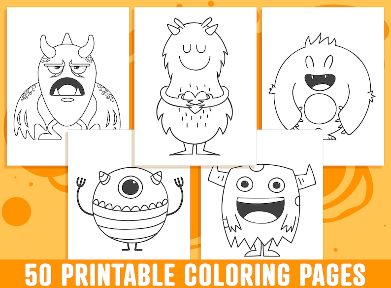 Monster Coloring Book for Kids: 50 High-resolution Printable Pages ...