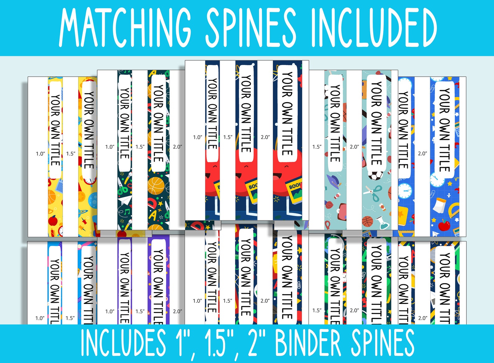 Editable Back to School Pattern Binder Covers, Includes 1, 1.5, 2 ...