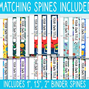 Editable Back to School Pattern Binder Covers, Includes 1, 1.5, 2 ...