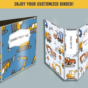 Construction Truck Binder Cover, 10 Printable & Editable Binder Covers ...