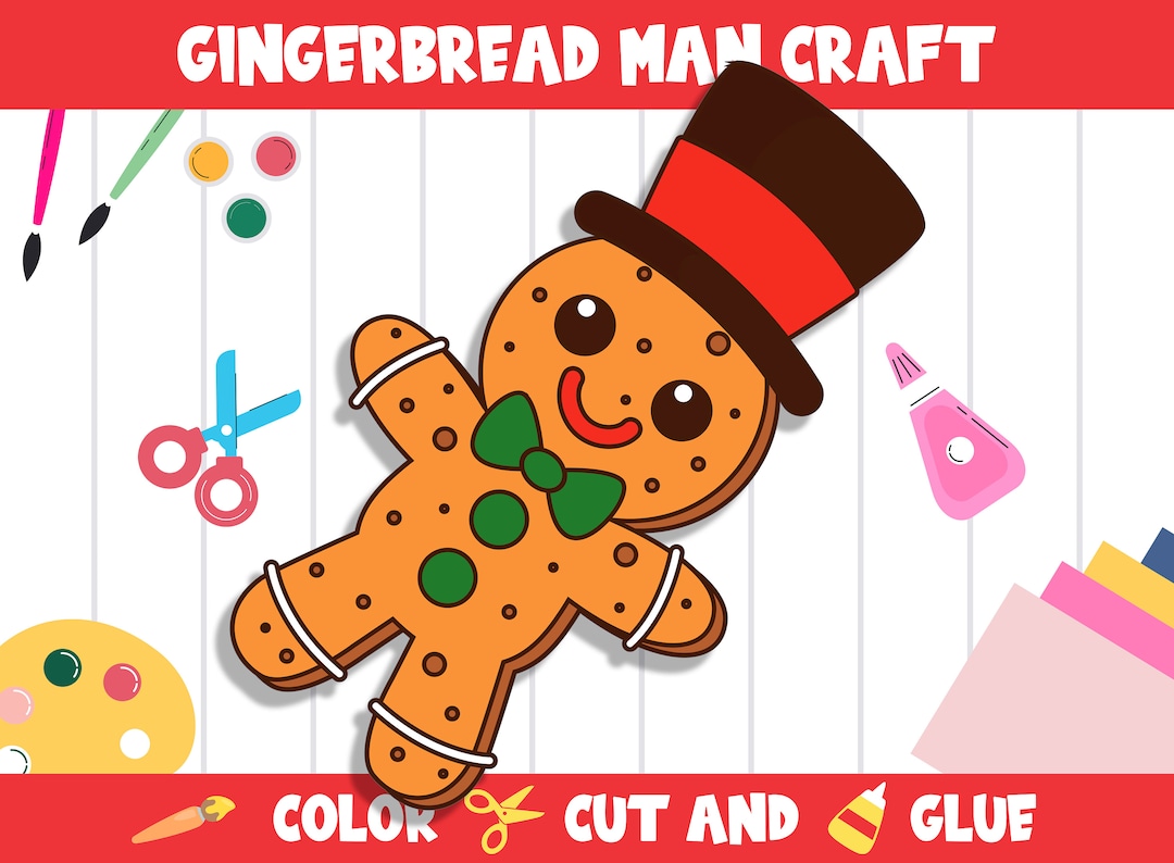 Gingerbread Man Craft Activity - Color, Cut, and Glue for Prek to 2nd ...
