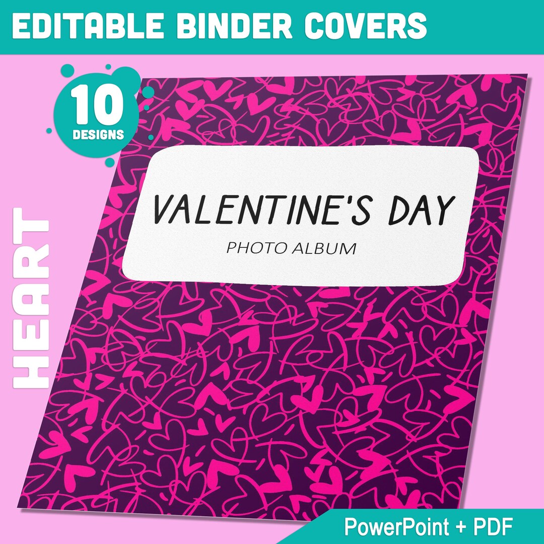 10 Editable Heart Binder Covers, Includes 1, 1.5, 2" Spines, Available ...