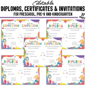 Editable Kindergarten Graduation Invitations, Pre-k and Preschool ...