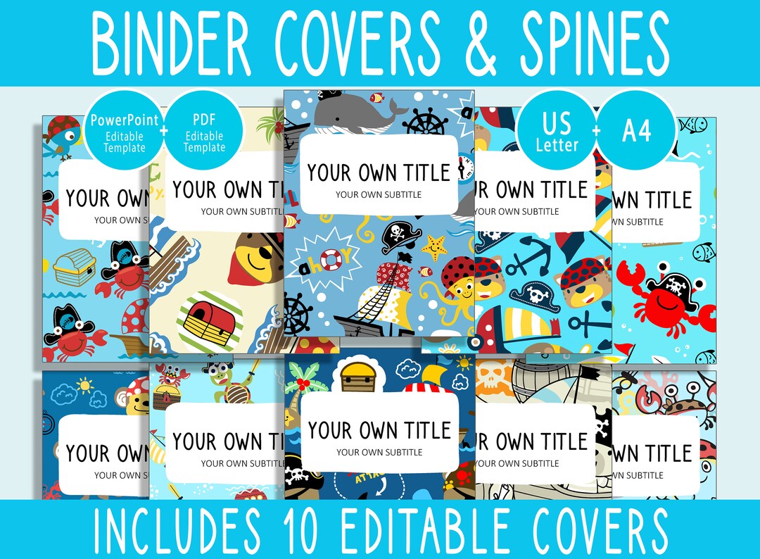 10 Editable Pirate Animals Binder Covers Includes 1 1.5 - Etsy