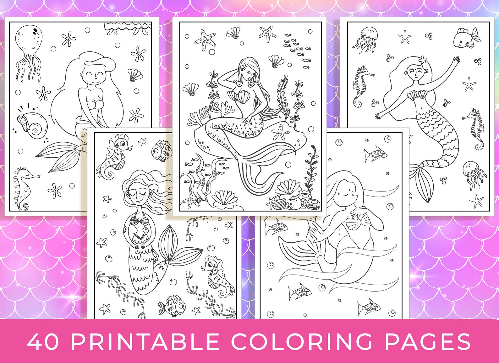 Mermaid Coloring Pages 40 Printable Mermaid Coloring Pages for Girls ...