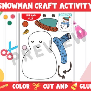 Simple Snowman & Christmas Craft Activity Color Cut and - Etsy