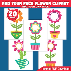Add Your Face Flower Clipart Templates: Create a Personalized Spring ...