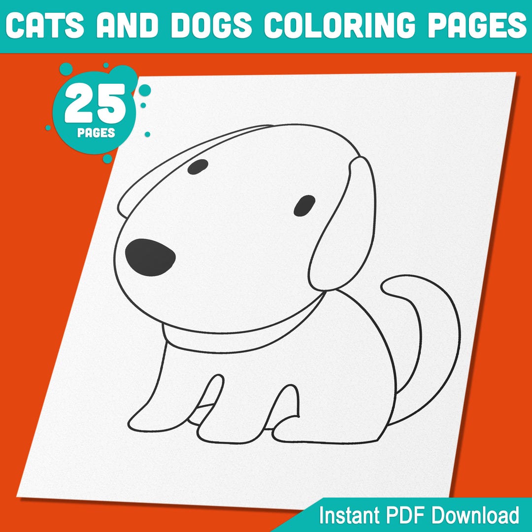 Cat and Dog Coloring Pages: 25 Fun & Adorable Coloring Book Designs for ...