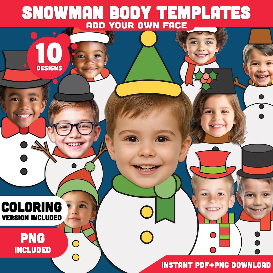 Snowmen Add Your Own Face Crafts, Winter Body Templates, Coloring ...