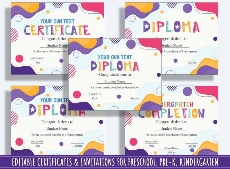 Pre K Graduation Certificate Kindergarten Certificates - Etsy