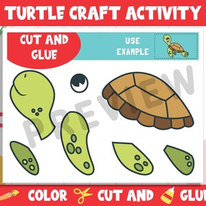 Cute Turtle Craft Activity - Color, Cut, and Glue for Prek to 2nd Grade ...