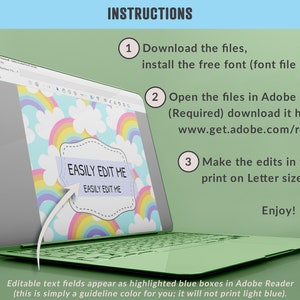 Sweet Rainbow Binder Cover, 10 Printable & Editable Binder Covers ...