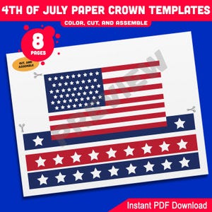 4th of July Paper Crown Templates – Printable Patriotic Headband Craft ...