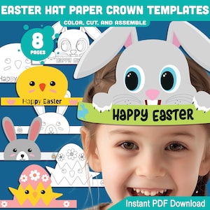 Easter Hat Paper Crown Templates, Printable Headband Craft for Kids ...
