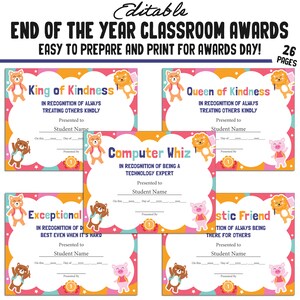 Editable, Creative End-of-year Class Awards for Students, 26 Pages, PDF ...