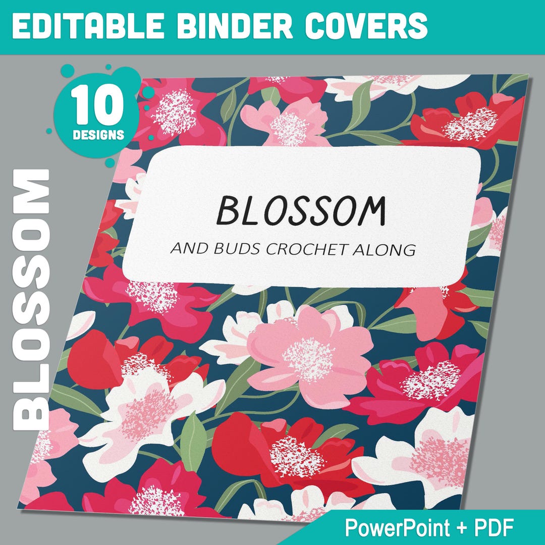 10 Editable Blossom Pattern Binder Covers, Includes 1, 1.5, 2" Spines ...