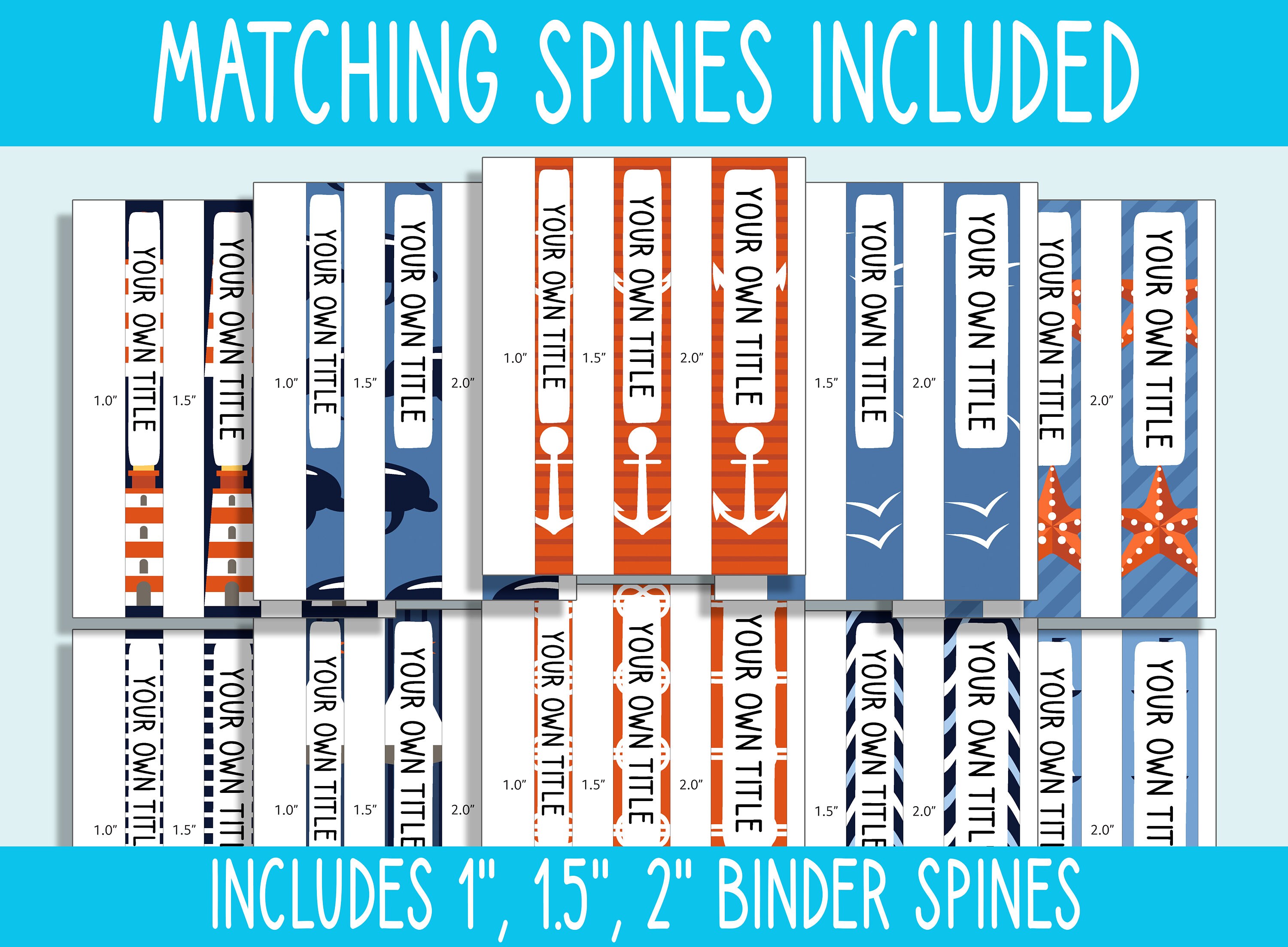 10 Editable Marine Pattern Binder Covers Includes 1 1.5 - Etsy