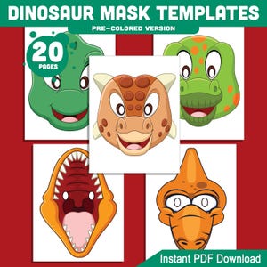Printable Dinosaur Mask Templates: Fun Kids Birthday Face Masks, Pre ...