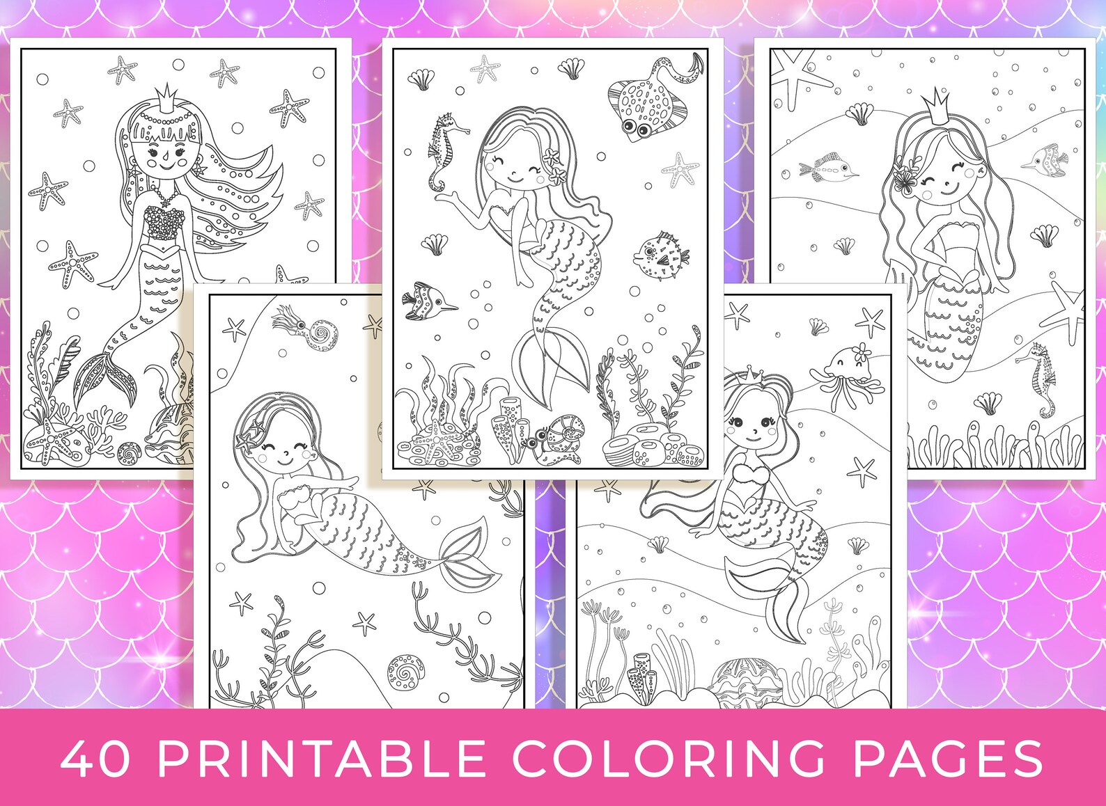 Mermaid Coloring Pages 40 Printable Mermaid Coloring Pages for Girls ...