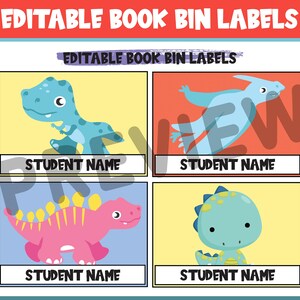 Editable Dinosaur Book Bin Labels: 16 Customizable Designs for Perfect ...