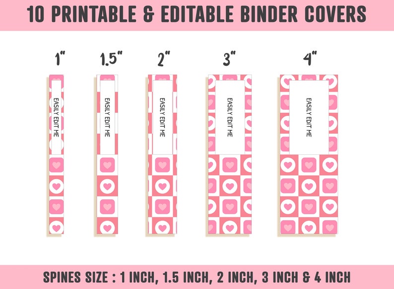 Valentine Binder Covers, 10 Printable & Editable Binder Covers+spines ...