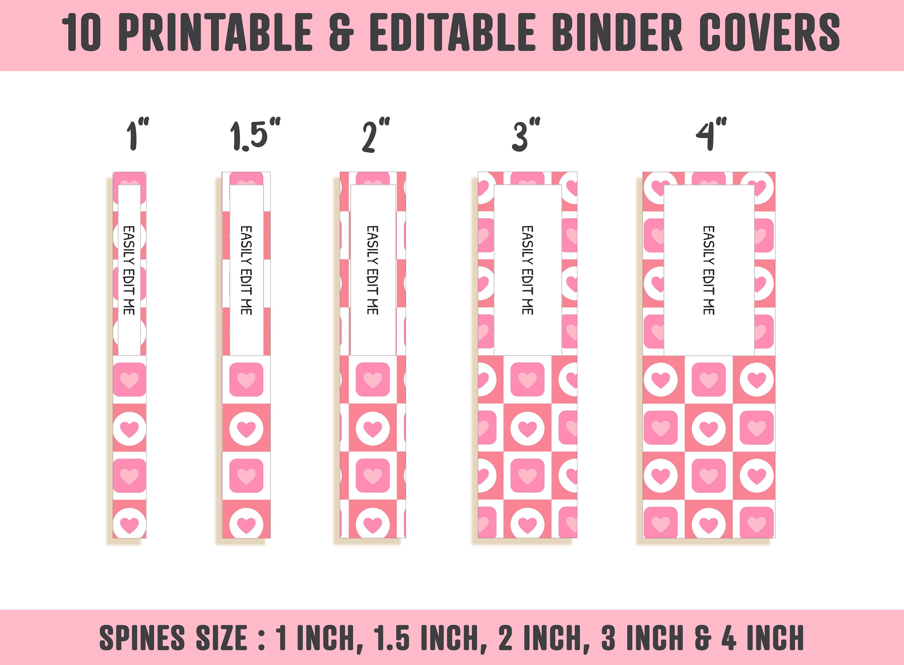 Valentine Binder Covers, 10 Printable & Editable Binder Covers+spines ...