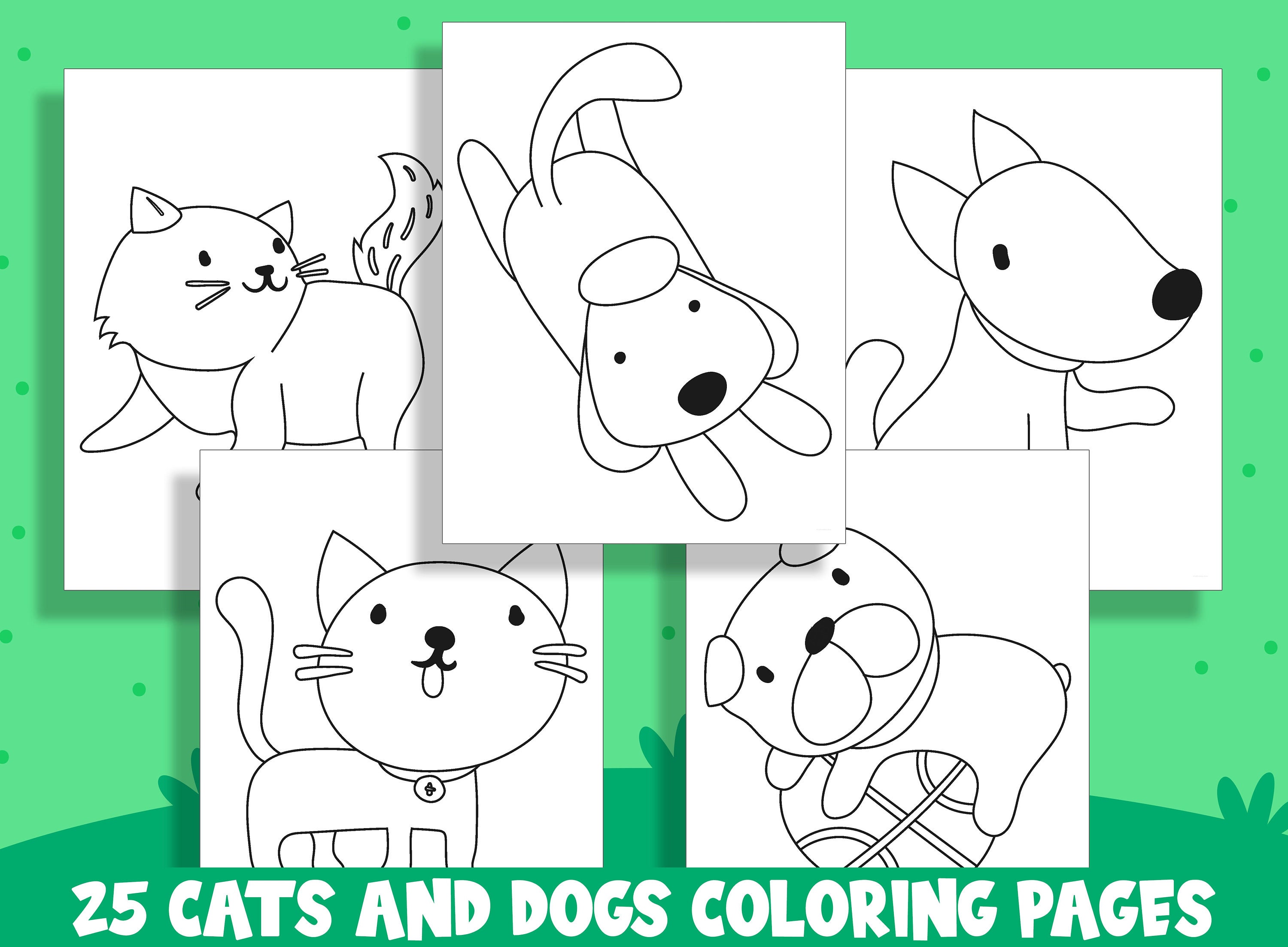 Cat and Dog Coloring Pages: 25 Fun & Adorable Coloring Book Designs for ...