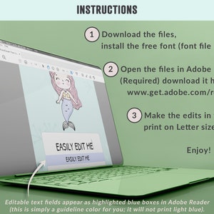 Mermaid Binder Cover, 10 Printable & Editable Covers+spines, Binder ...