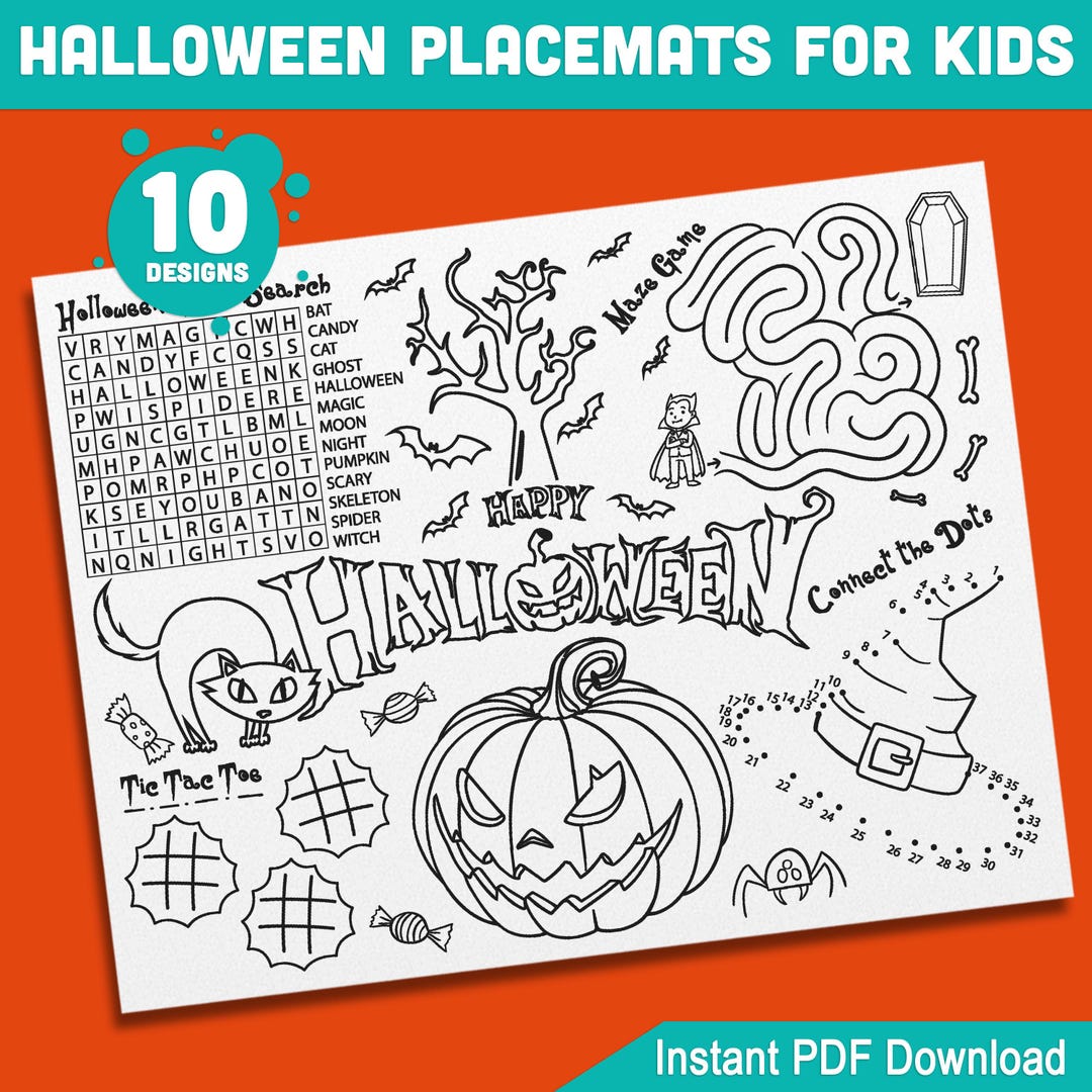 Fun Halloween Printable Placemats for Kids: 10 Spooky Designs for Boys ...